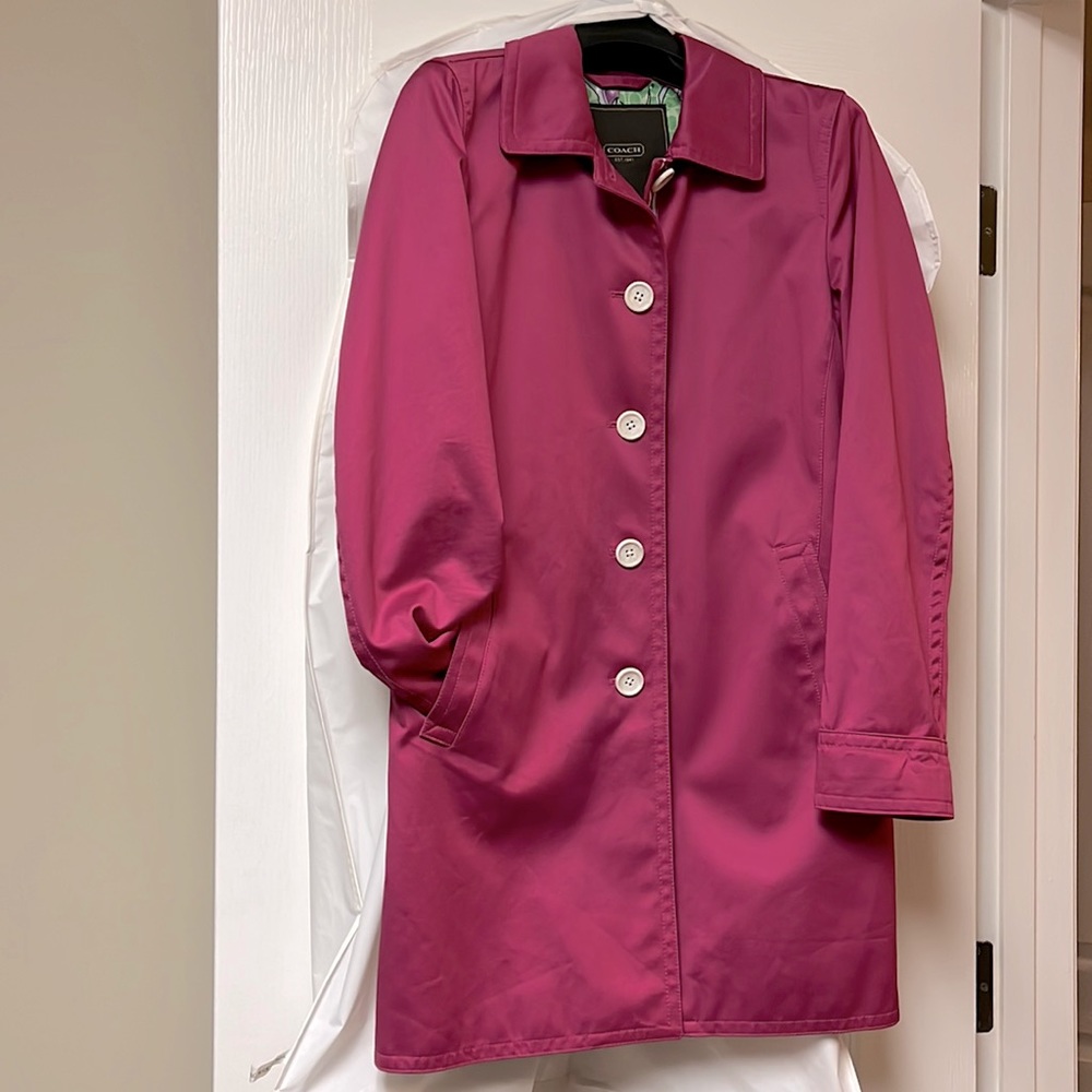 Coach Jacket - Vintage Pink Trench Coat Mid-Length Ja… - Gem